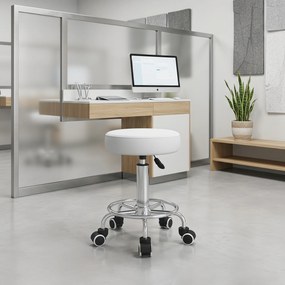 Vinsetto Salonní stolička, výškově nastavitelná, umělá kůže, do 110 kg, Ø42x50-64H cm, bílá