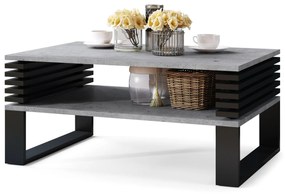 GOKEE beton milenium / černá matná - moderní konferenční stolek s poličkou