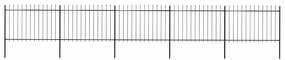 Zahradní plot s kopím nahoře ocelový 838 x 120 cm černý 277624
