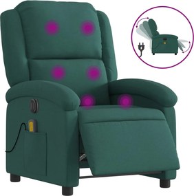 Elektrické masážní polohovací křeslo tmavě zelené textil 3204158