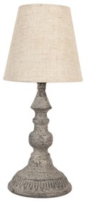 Šedá lampa s béžovým stínidlem – 14x32 cm