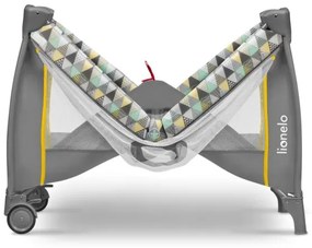 Lionelo - Cestovní postýlka SVEN PLUS šedá/žlutá