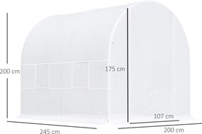 Fóliový skleník Outsunny Fóliový skleník Fóliový skleník pro rostliny 245x200x200 cm | Aosom