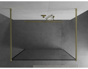 Mexen Kioto, sprchová zástěna Walk-In 120 x 200 cm, 8mm sklo černý vzor, ​​zlatý matný profil, 800-120-002-55-70