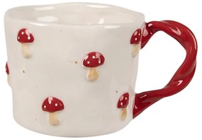 Béžový keramický hrnek s muchomůrkami Mushrooms - 13*9*7 cm / 200 ml