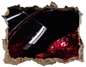 Wallmuralia Nálepka 3D díra na zeď Červené víno 95x64 cm