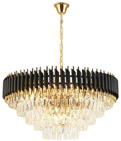 Toolight, stropní závěsná křišťálová lampa 9xE14 APP1058-CP, černá-zlatá, OSW-04400