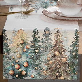 VÁNOČNÍ GOBELÍNOVÝ BĚHOUN NA STŮL FOREST 40X100 CM VZOROVANÝ