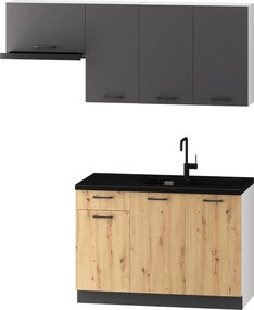 Casarredo - Komfort nábytek Kuchyňská linka CARLO 180 cm, šedá grafit/dub artisan