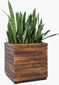 Květináč BLOCK, dřevo akácie, výška 46 cm, hnědá