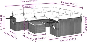 9dílná zahradní sedací souprava s poduškami černá polyratan 3256819