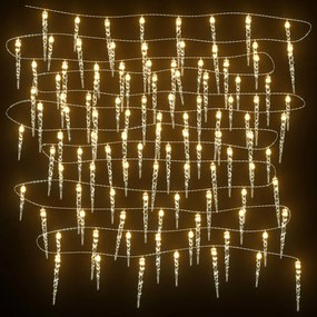 Vánoční světelné rampouchy 100 teplé bílých LED akryl a PVC