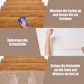 Costway 15 Koberce na schody Protiskluzové koberce na schody 76 cm x 20 – béžový
