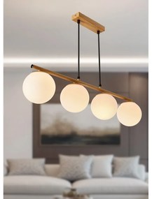 Závěsné svítidlo se skleněným stínidlem v bílo-přírodní barvě Carrine – Candellux Lighting