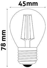 Prémiová retro LED žárovka E27 6,5W 806lm G45 teplá, filament, ekv. 60W, 3 roky