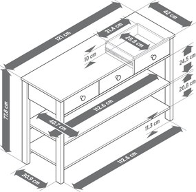 Tchibo - Příborník se zásuvkami - barva: bílá