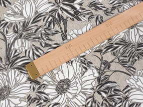 Biante Dekorační povlak na polštář s lemem Leona LN-112 Bílé květy na režném 30 x 50 cm