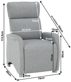Kondela Polohovací křeslo, látka šedá , FOREST