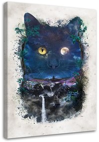 Gario Obraz na plátně Černá kočka v noci - Barrett Biggers Rozměry: 40 x 60 cm