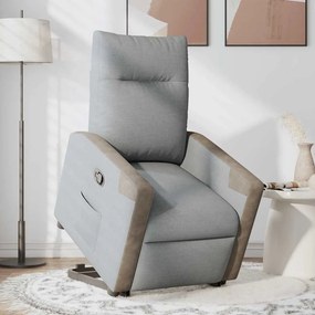 Zvedací polohovací křeslo světle šedé textil 3324090