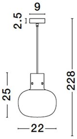 Nova Luce Závěsné svítidlo CINZIA kouřové sklo černý kabel černá kovová základna E27 1x12W