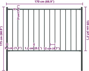 Plotový panel Woerden se sloupky ocelový 1,7x1,25 m antracitový 145214