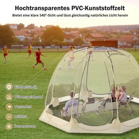 Costway 630° Průhledný PVC stan vyskakovací pro 5-6 osob – 265 × 265 cm