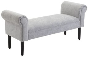 HOMCOM Čalouněná lavice Elegantní lavice do obývacího pokoje a předsíně, postelová lavice s válcovými bočnicemi, lněná látka, světle šedá| Aosom