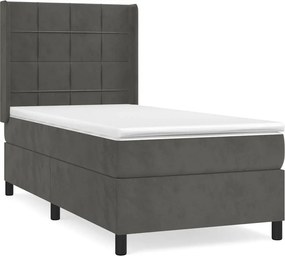 Box spring postel s matrací tmavě šedá 100x200 cm samet 3132664