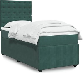 Box spring postel s matrací tmavě zelená 90x190 cm samet 3292229