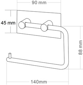 Sapho, Samolepící držák toaletního papíru, černý matný, 33211