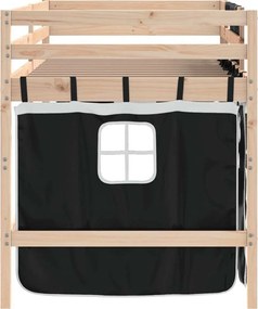 vidaXL Dětská patrová postel se závěsy 90x200 cm borovice [3206964] Barva: Černo-modrá