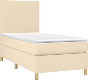 Box spring postel s matrací a LED krémová 90x190 cm textil 3135242