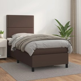 vidaXL Box spring postel s matrací hnědá 100x200 cm umělá kůže