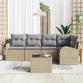 Sada zahradních pohovek 6 ks Beige a světle šedá polyratan 3354719