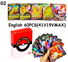 Sady Pokémon karet, VMAX, gold, silver, black, trading - anglické verze Varianta: 02 - 60 ks 41V 19Vmax