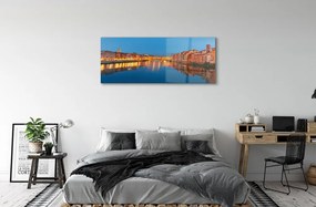 akrylový obraz Italy River mosty budovy v noci 120x60 cm
