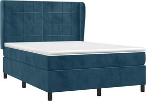 Box spring postel s matrací tmavě modrá 140x190 cm samet 3129211