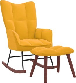 vidaXL Houpací křeslo se stoličkou krémově samet [328158] Barva: horčicově žlutá