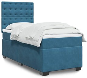 Box spring postel s matrací modrá 100 x 200 cm samet 3293150