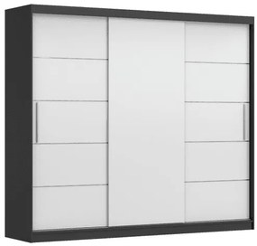 Šatní skříň ALBA II 250 cm černá/dub sonoma