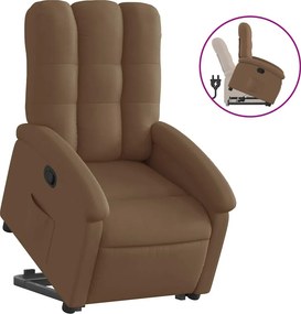 Zvedací polohovací křeslo hnědé textil 3204096