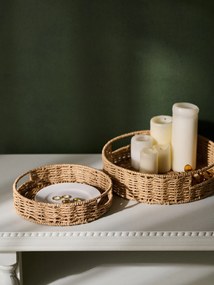 Sinsay - Pletený dekorativní tác s úchyty - béžová