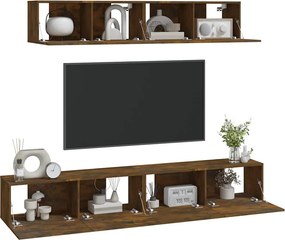 4dílný set TV skříněk kouřový dub kompozitní dřevo 3114539