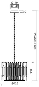 Lustr Ritz, 1x křišťálové/zlaté kovové stínítko, (fi 42cm), g