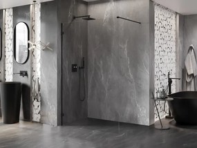 Mexen Lunar sprchová stěna levá 120 x 200 cm, 8mm čiré sklo, černá matná, 830-120-000-70-00-L