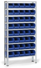 Regál s plastovými boxy BASIC, 1730 x 850 x 300 mm, 40x box B