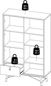 Vitrína v dekoru dubu v přírodní barvě 102x162x40 cm Ry – Tvilum