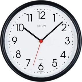 ELTON Kulaté plastové nástěnné hodiny české výroby Elton Minor – černé E21.4765.90.005238