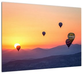 Skleněný obraz horkovzdušných balónů (70x50 cm)